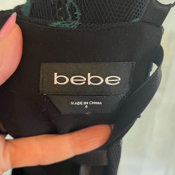 Dresses | Bebe Mini Dress Green And Black Size 6 | Poshmark